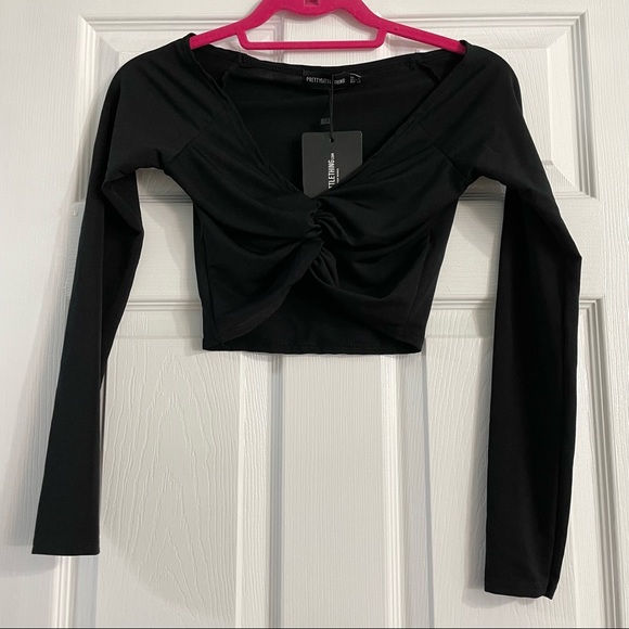 PrettyLittleThing | Tops | Scrunch Front Long Sleeve Crop Top | Poshmark
